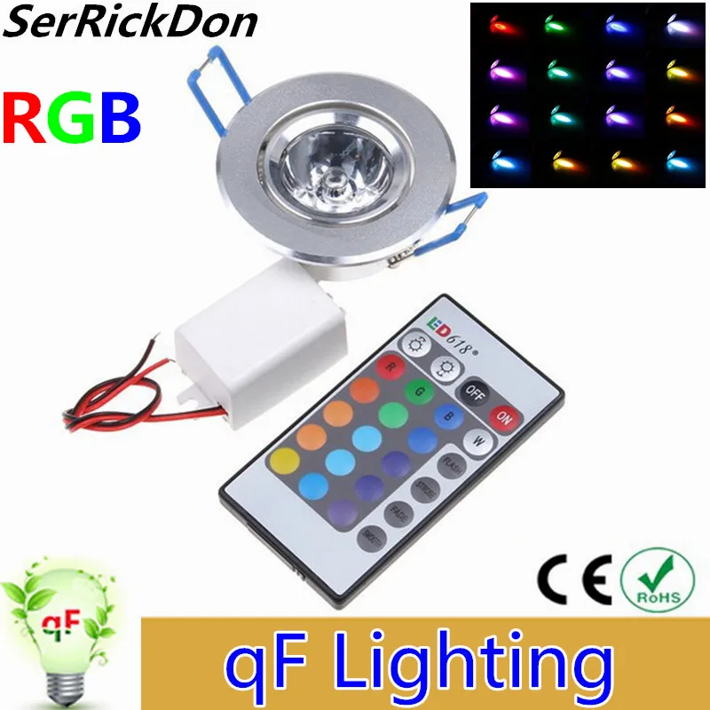 1pcs RGB Downlight 3W LED Ceiling Down Lights Recessed LED RGB ...