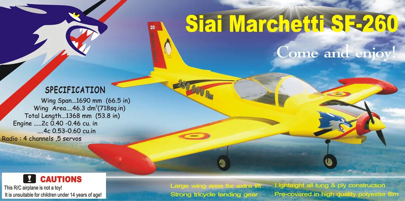 Siai Marchetti Sf-260 Balsa 1690 Mm Rc Nitro Puissance Du Moteur ...