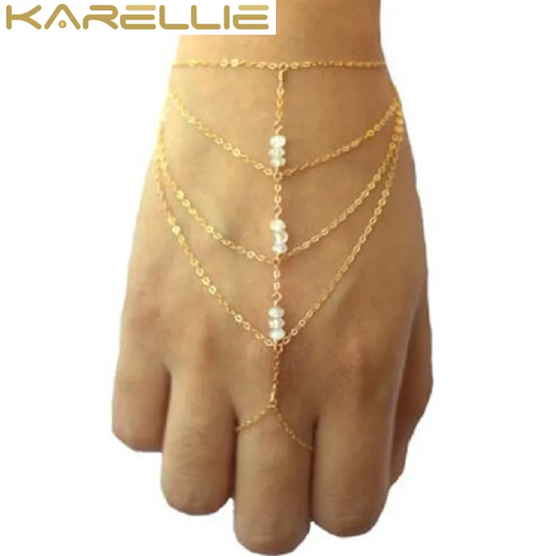 KARELLIE Hand Chain Finger Girls Tassel Bracelet Chic Slave Hand ...
