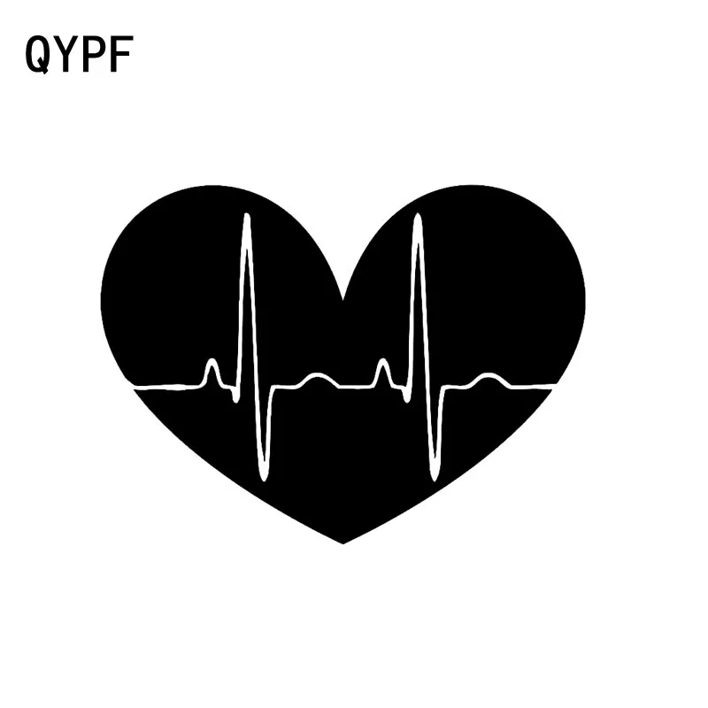 QYPF 15CM*11CM Pulse Heart Love Romance Vinyl Car Sticker Decal Black ...
