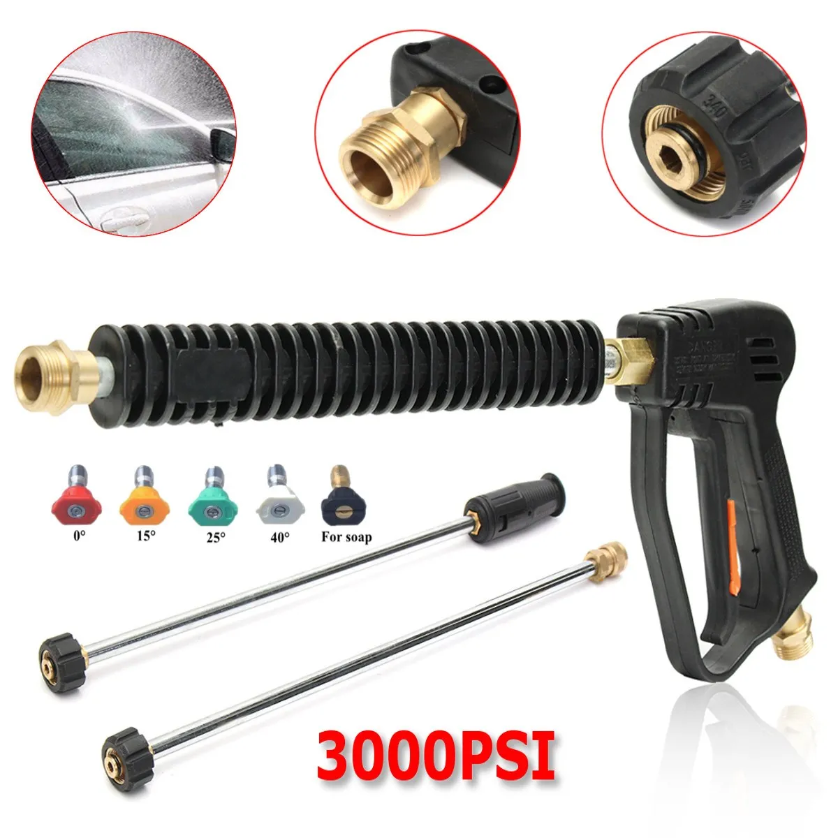 High Pressure Water Spray Gun Lance Washer Nozzle Tip 50cm Wand Set ...
