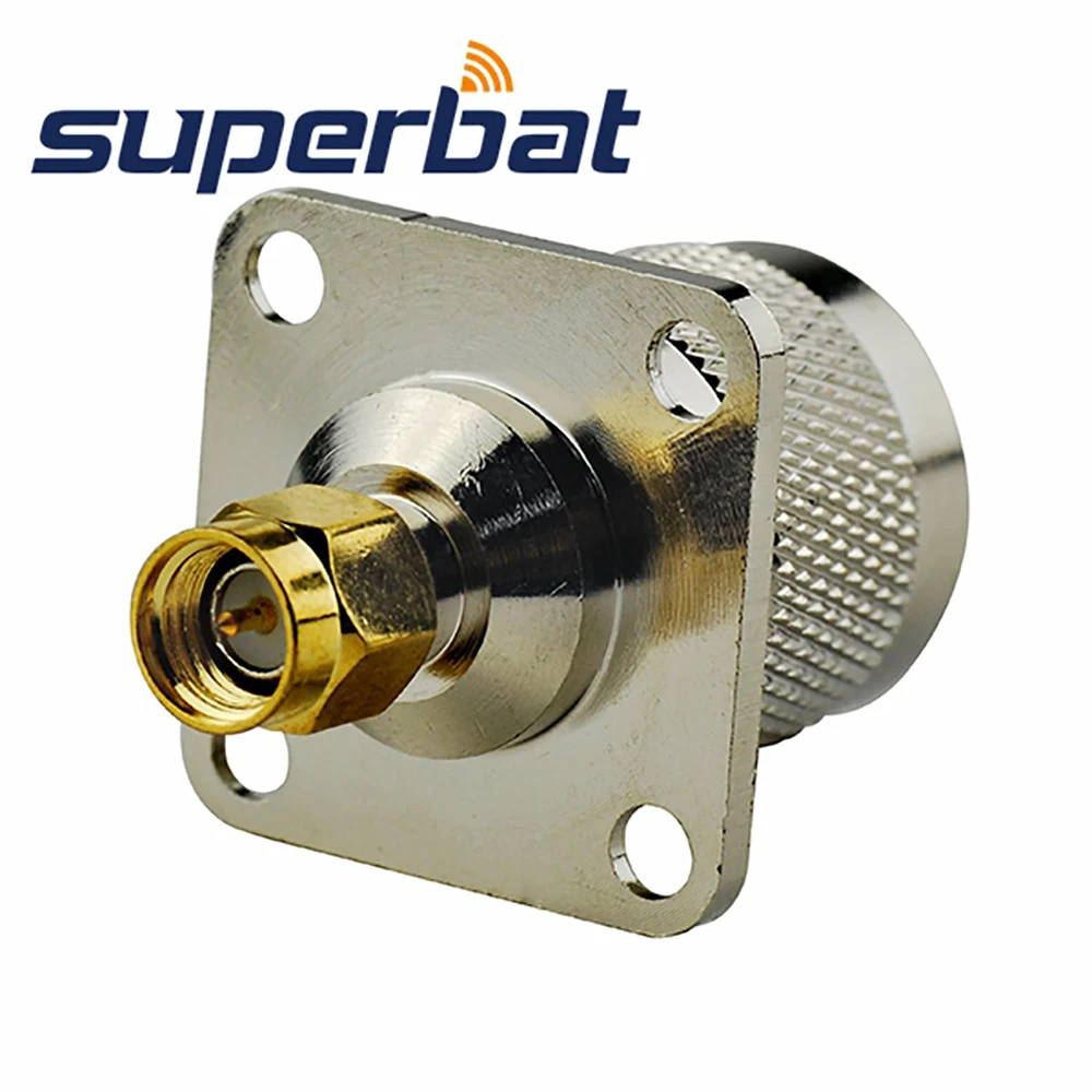 Superbat SMA Plug to N Male Flange 4 Hole Panel Mount RF Coaxial ...