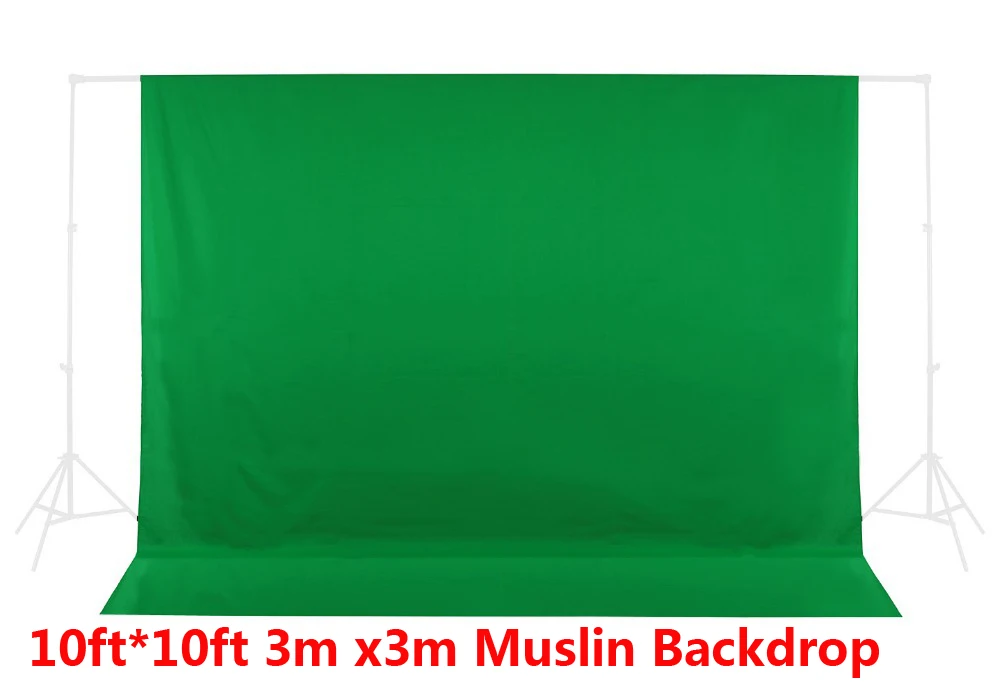 Photo Studio 10ft x 10ft 3m x 3m Solid Green Screen Muslin Backdrop ...