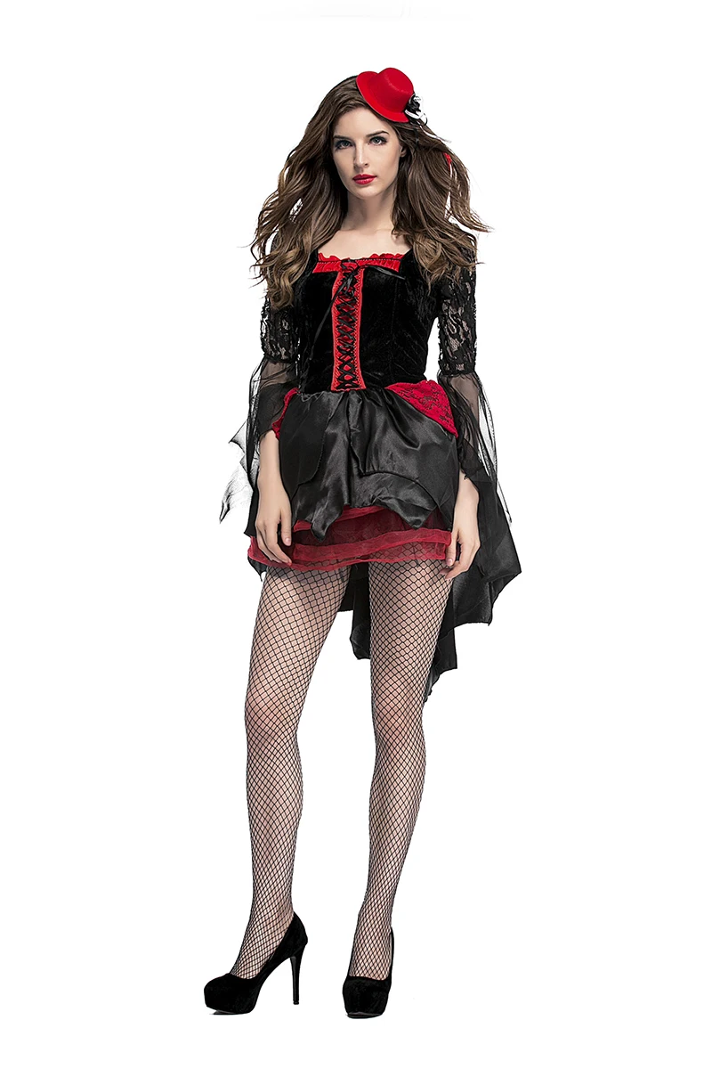 2017 Adult Women Halloween Black Witch Costume Lady Gothic Short Sexy