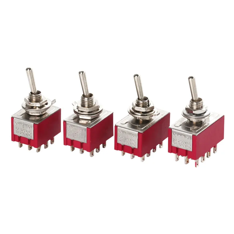 1Pcs 12 Pin Mini Toggle Switch 4PDT ON ON/ON OFF ON 2A250V/5A125VAC MTS ...