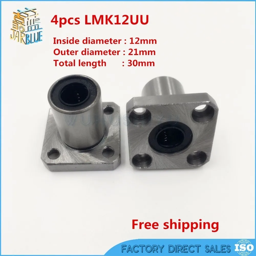 Free shipping LMK12UU 12mm flange bearing for 12mm shafts Flange Linear ...