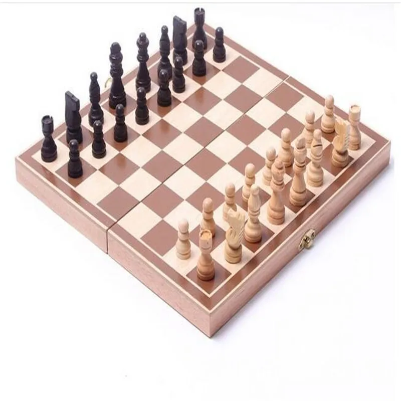 1X Complete Travel Wooden Board Box Chess Set Portable Folding Wood ...