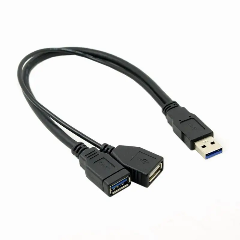 New Arrival USB 3.0 Male to Dual USB Female Extra Power Data Y ...
