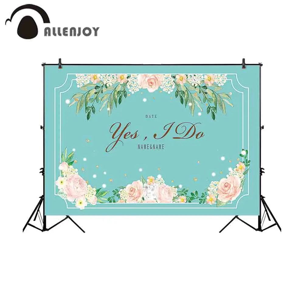 Allenjoy-backdrop-photocall-wedding-love-flowers-custom-name-blue ...