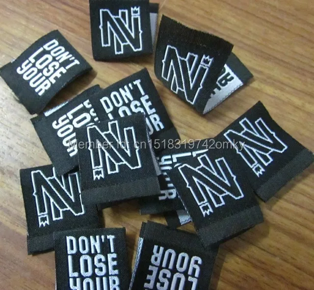 Free shipping custom clothing center fold woven labels/ embroidered ...