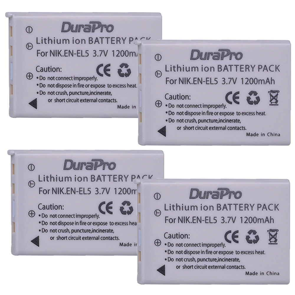 4 Pcs EN EL5 EN EL5 EnEl5 Digital Battery for Nikon Coolpix P4 P80 P90 ...