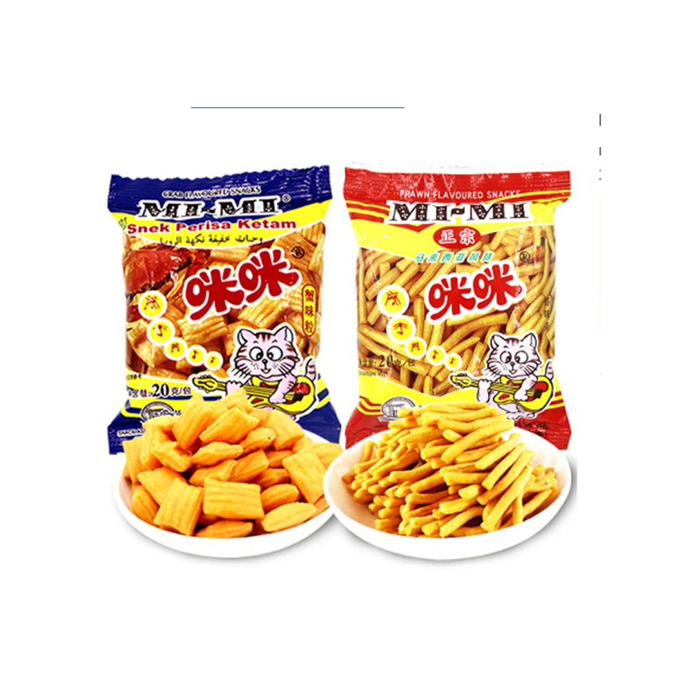 2 Bags/lot Chinese Snack Mimi Shrimp Flavor Puffed Snack 20g/bag ...