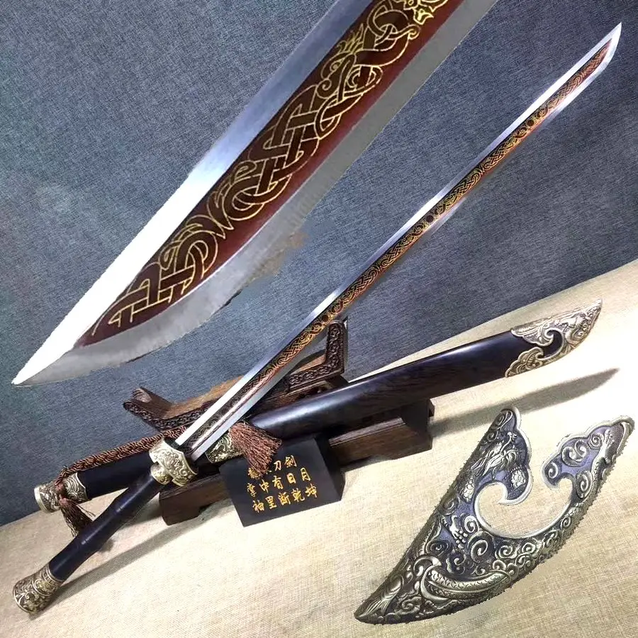 Handmade Chinese Sharp 1065 Spring Steel Wushu Sword Kung Fu Jian Ebony ...