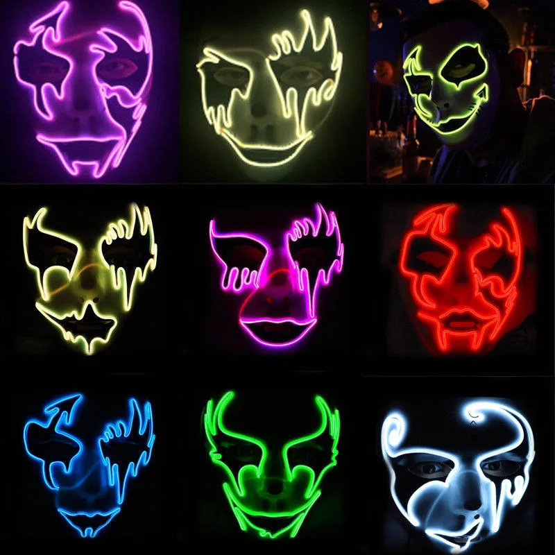 Cool LED Light Up Full Face Ball Mask Flashing Halloween Dance Party ...