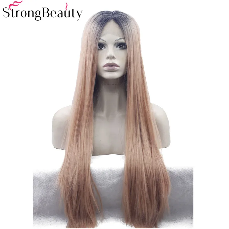 Strongbeauty Long Straight #27 Wig Synthetic Ombre Strawberry Blonde ...