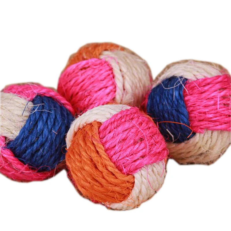 2pcs/lot Pet Cat Toy Colorful Sisal Ball For Kitten Teaser Playing Chew ...