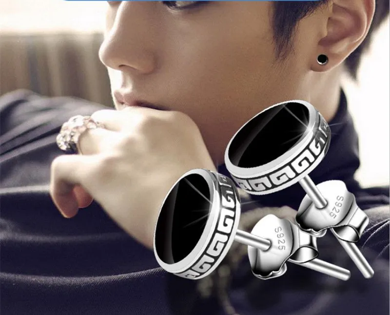 Set cercei argintii, pentru barbati, rotunzi, 6 mm - eMAG.ro