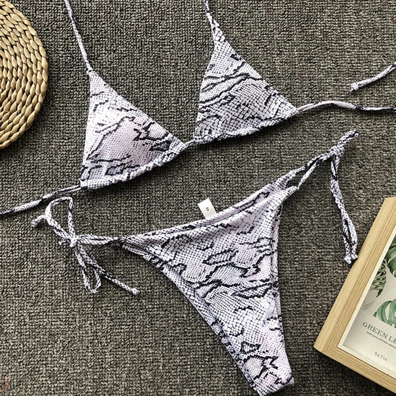 Rinabe Sexy Snake Print Bikini String Biquini Leopard Swimsuit Female ...