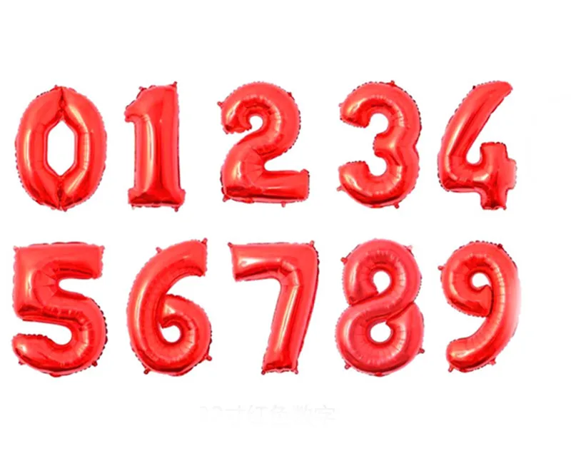 30 inch Large Red Number Foil Balloons Digit Air Ballons Birthday Party ...