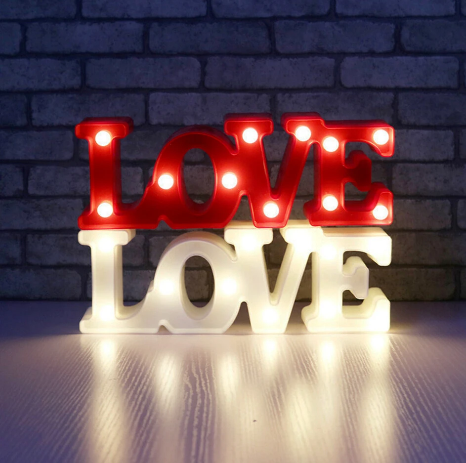 Hot 3D love light up led valentine's day romantic decoration table lamp ...