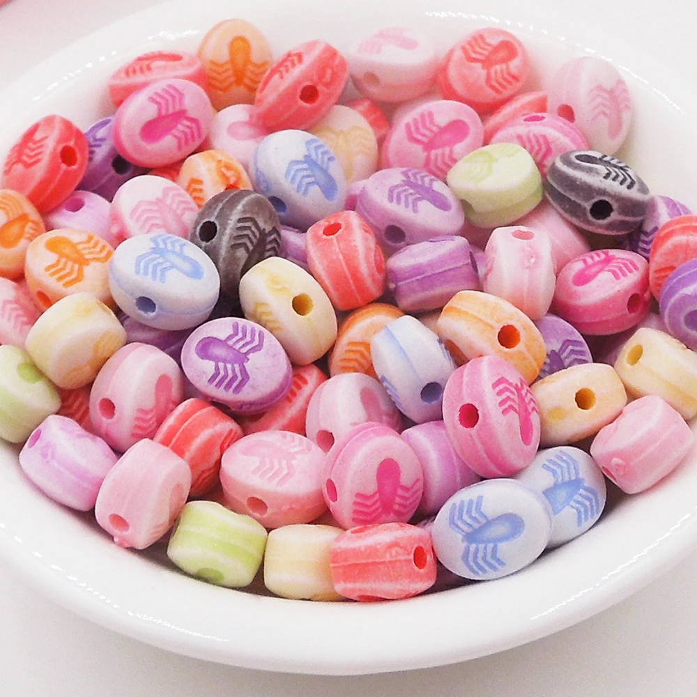 8mm 100pcs Acrylic Cute beads mixed colors Animal Spider man 8mm Dia ...