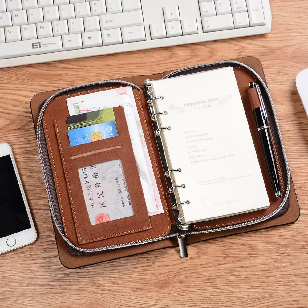 Creative Diary A5 25k Spiral Zipper Pu Leather Office Travel Journal ...