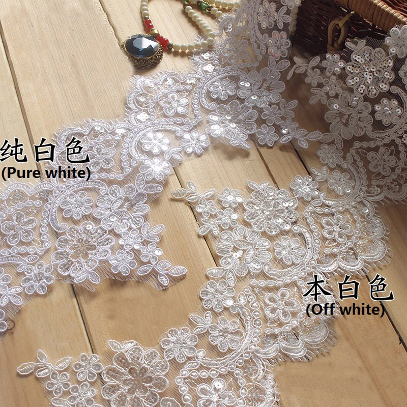 3yd White Black Colors Beaded Cording Wedding Cording Lace/ Sequin ...