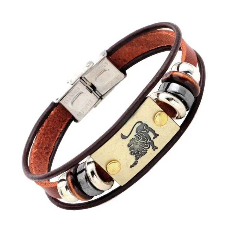 2019 패션 12 별자리 조디악 로그인 팔찌 남자 별자리 점성술 레오 사자 팔찌 여성용 팔찌 쥬얼리 Nm06행운 팔찌 Aliexpress