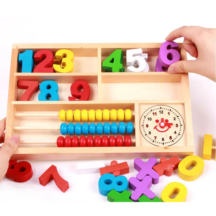 Children Wooden Math Toy Multifunction Learning Toy With Clock Let Kids ...