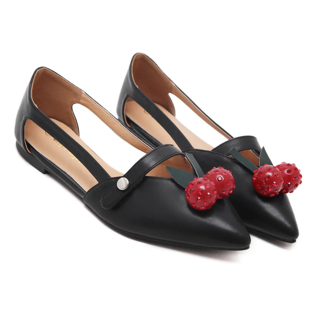 Fashion Women Flat Hook Loop Flat Heels Ladies Sweet Cherry Shoes ...
