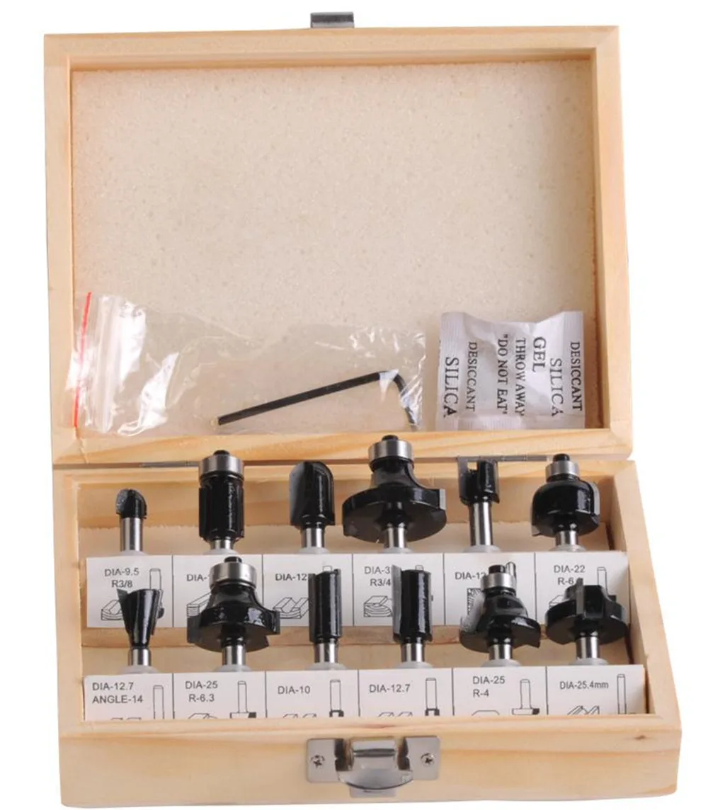 12PC kit 1/4 Bakelite milling for trimming machine 6.35MM shank 3 point ...