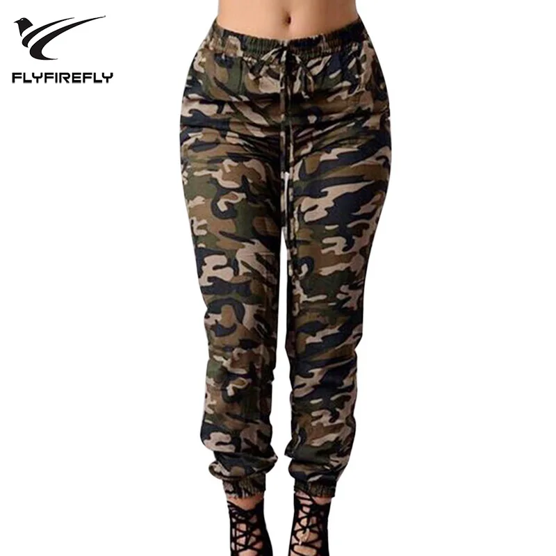 2018 Spring Military Camouflage Pants Women Elastic Waist Camo Harem