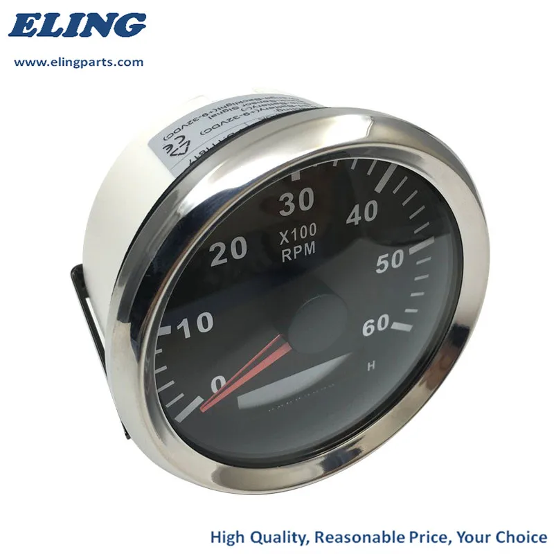 Universal Tachometer Rpm Rev Counter Rpm With Hourmeter 6000rpm 85mm 9 ...