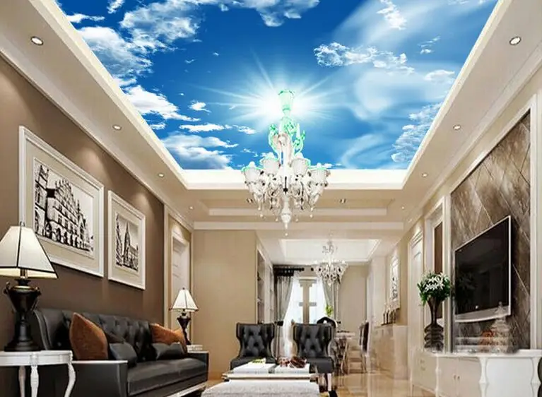 custom-3d-stereoscopic-sky-ceiling-wallpaper-Blue-sky-3d-ceiling-murals ...