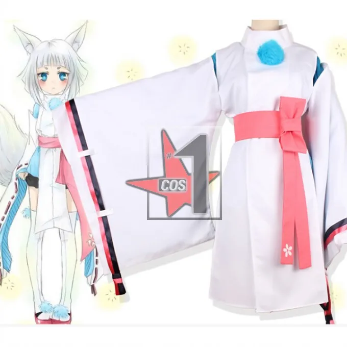 Japanese kimono costume Custom made Shikigami Kon White Fox full set ...