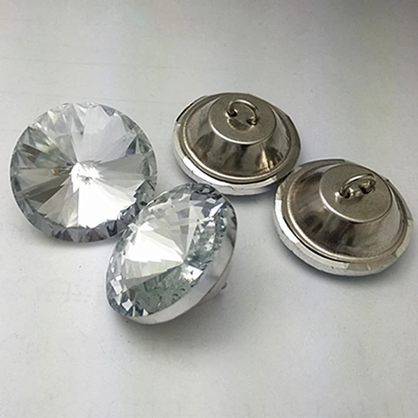 25MM White Crystal Glass Buttons With Caps On Sewing Garment ...