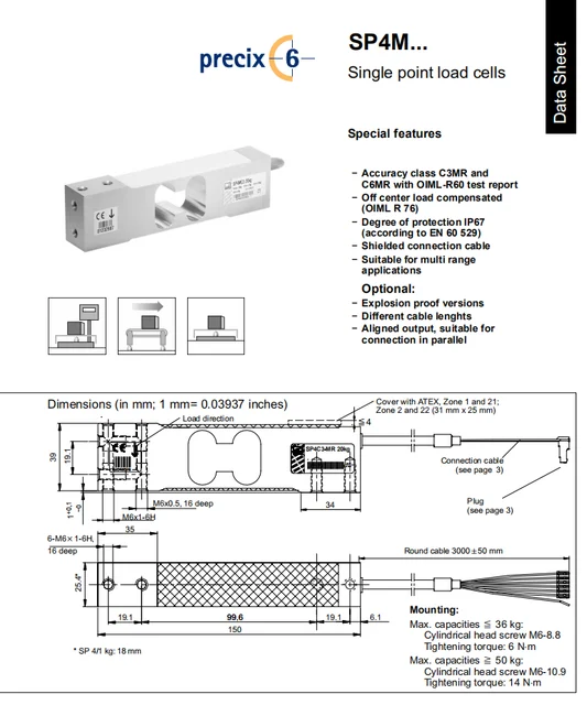 SP4M Single Point Load Cells HBM SP4MC3MR 30kg 50kg 75kg, 42% OFF