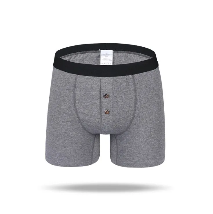 DDSOL Men's Button Open Front Boxers Shorts Soft Cotton Long Leg Tight ...