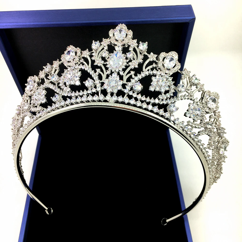 Big Paved Zircon Crown Full Cubic Zirconia Tiara CZ Tiaras Vintage ...