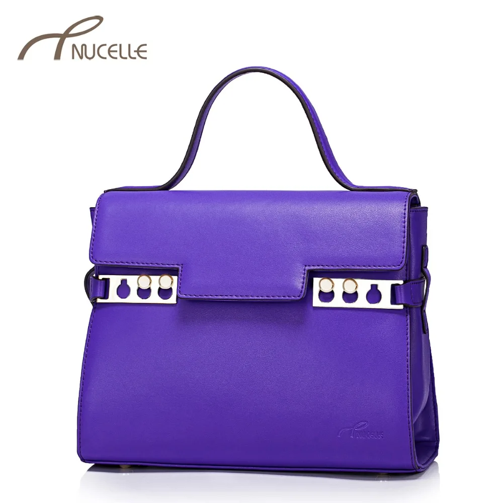 Nucelle Women Split Leather Handbags Ladies Elegant Fresh Color Lock ...