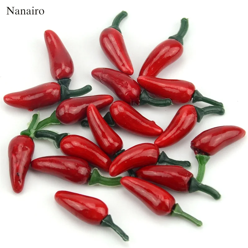 Cheap 80pcs 2.5cm Chili Mini Artificial Fake Foam Fruits and Vegetables ...