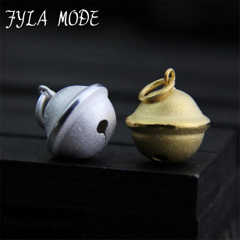 Fyla-Mode-925-Sterling-Silver-3D-Small-Bell-Charms-Bracelet-Necklace ...
