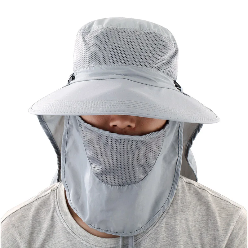 360 Degree Shade Sun Protection Caps For Men Women Solid Cotton Mesh ...