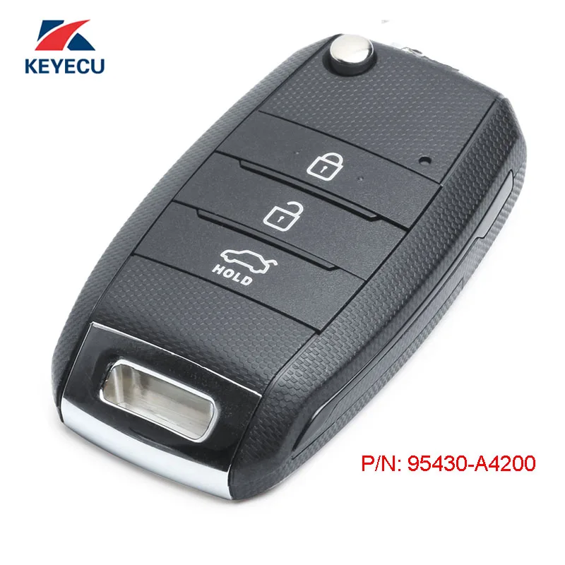 Keyecu Replacement Upgraded Flip Remote Car Key Fob 3 Button 433mhz ...