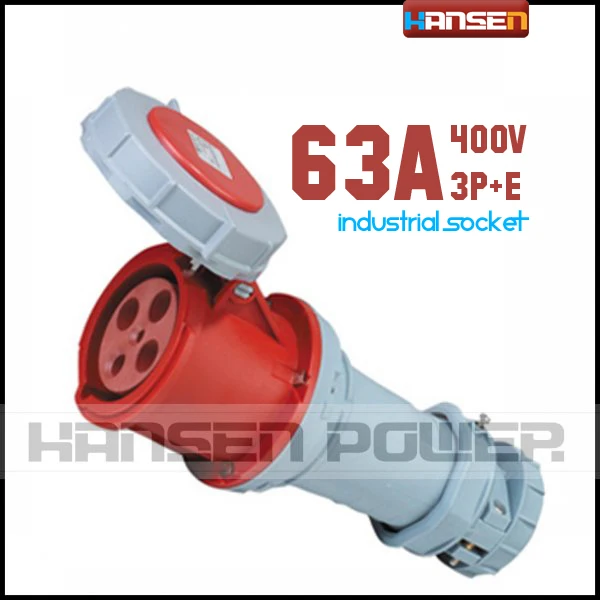 Waterproof Industrial Power Socket,63A 400V,IP67,3 Phase 4 Wire(3P+E ...