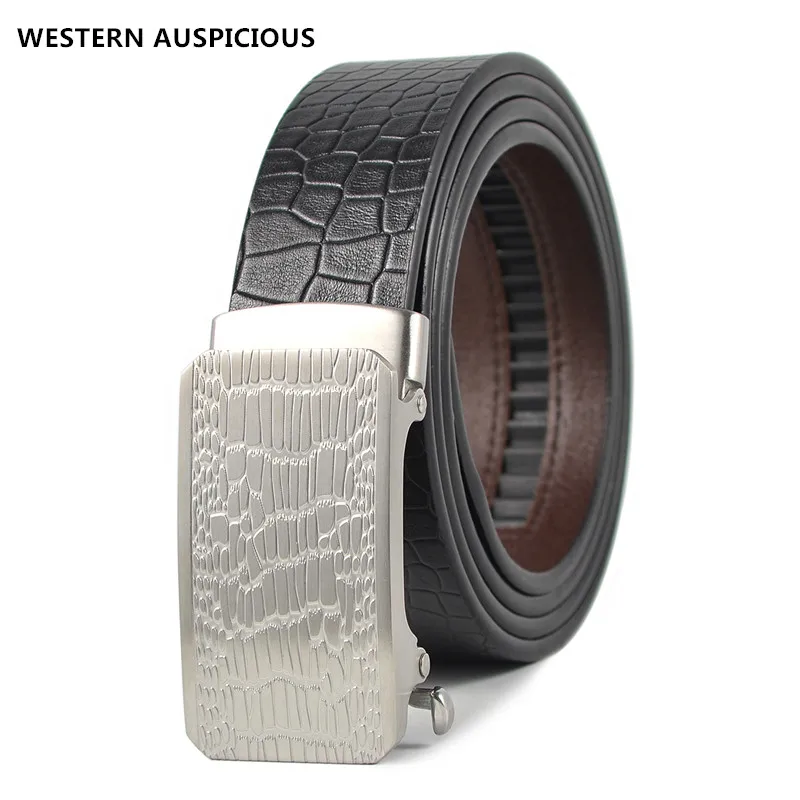 WESTERN AUSPICIOUS Belt Men With Super Stainless Steel Buckle Automatic ...