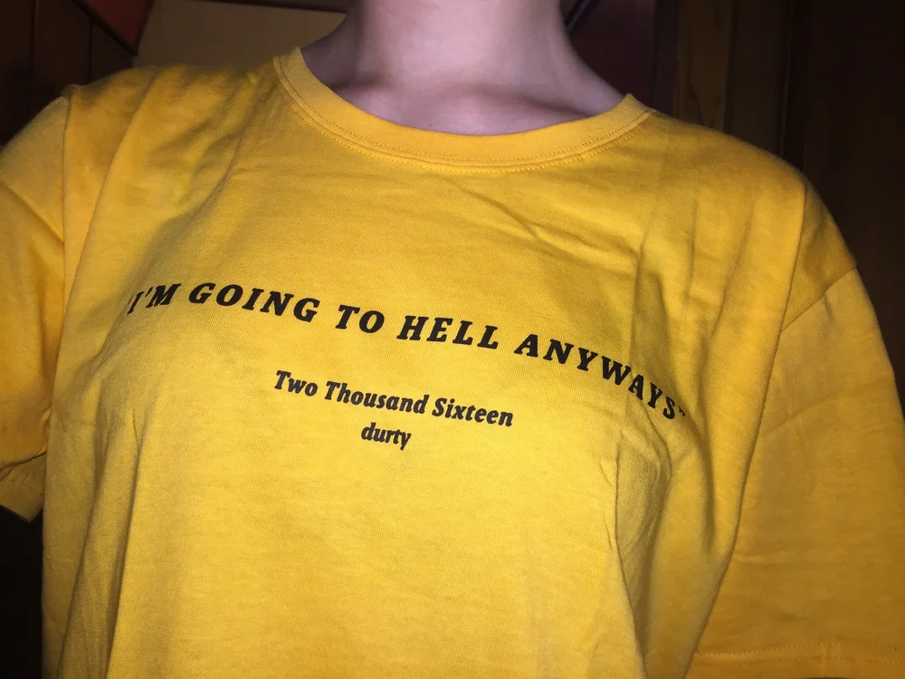 I Am Going To Hell Anyways Aesthetic T Shirt Graphic Yellow Casual