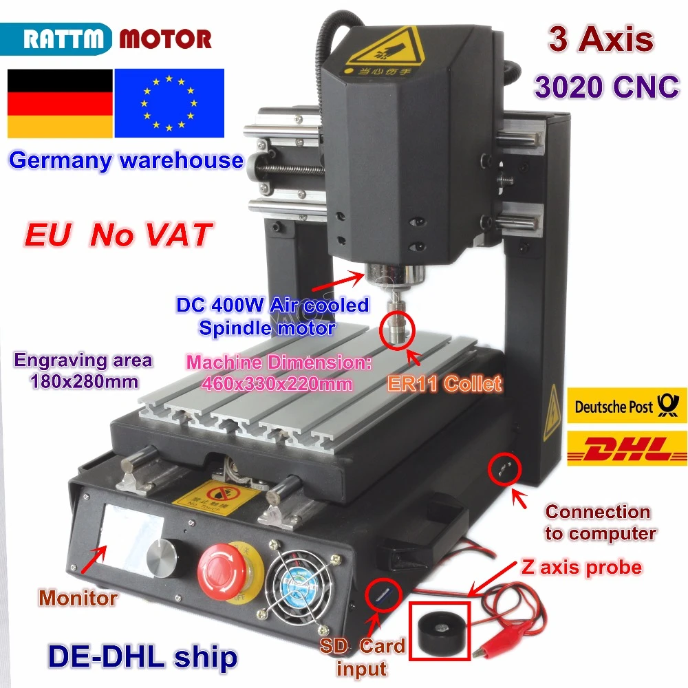 De Free Vat Desktop 3 Axis 2030 Cnc Router Engraving Milling Machine ...