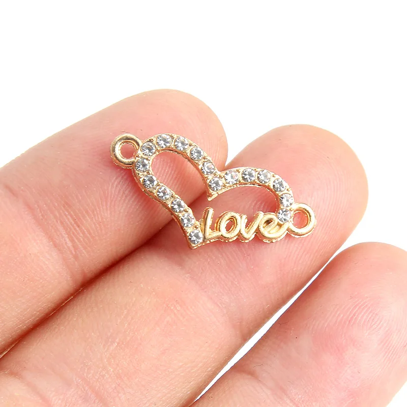 TJP 10 pcs Antique Gold Tone Love Heart Connectors Charm จี้ Hollow ...