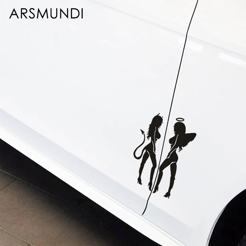 1pcs Trendy Reflective Car Styling Devil Angel Car Stickers Motorcycle ...